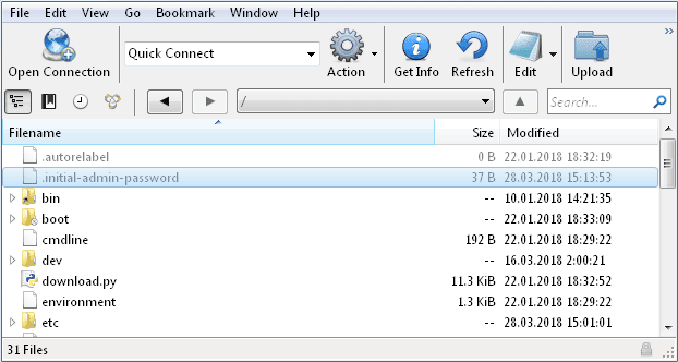Obtaining password and logging in to Acronis Cyber Infrastructure ...