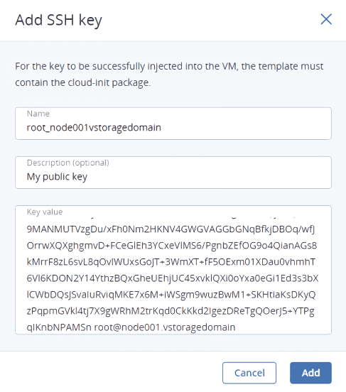 Adding Ssh Keys For Virtual Machines Acronis Cyber Infrastructure